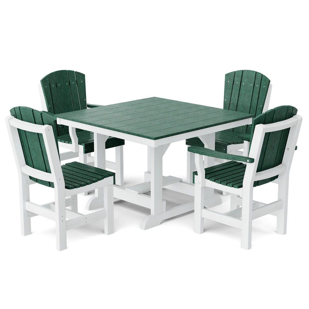 Wildridge Heritage 5-Piece Turf Green and White HDPE Plastic Outdoor ...