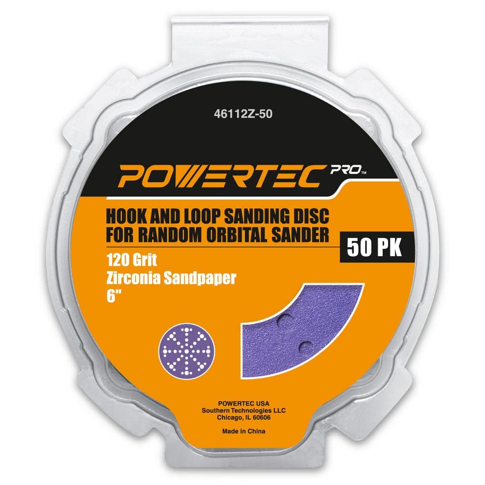 ‎POWERTEC 6 in. 49 Holes Zirconia Hook and Loop Sanding Disc Film ...