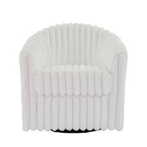 Uixe Gray Comfy Linen Upholstered Swivel Barrel Arm Chair With Metal ...