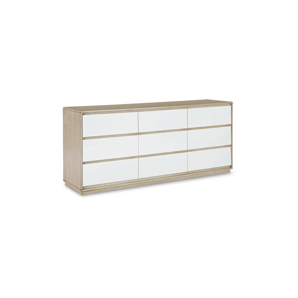 Benjara White and Beige 9-Drawers 70 in. Dresser Without Mirror ...