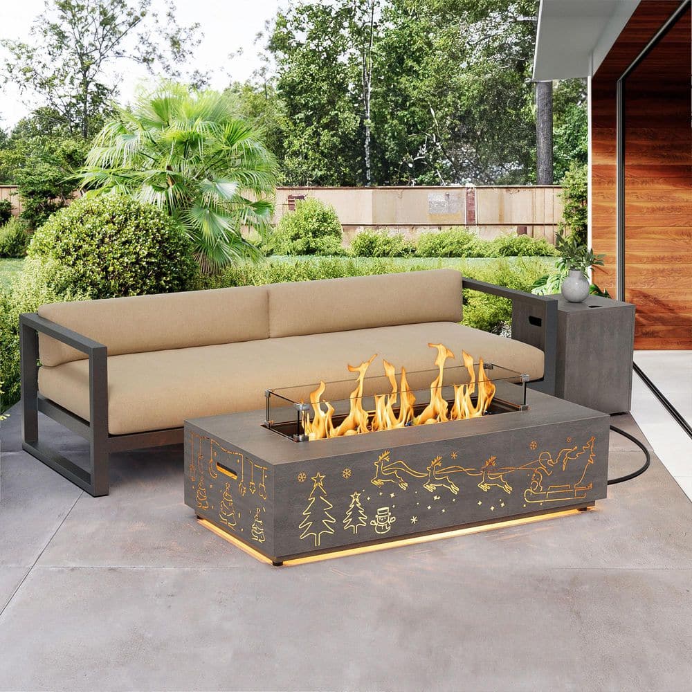 eVita 42 in. 50,000 BTU Rectangle Outdoor Propane Gas Fire Pit Table in ...