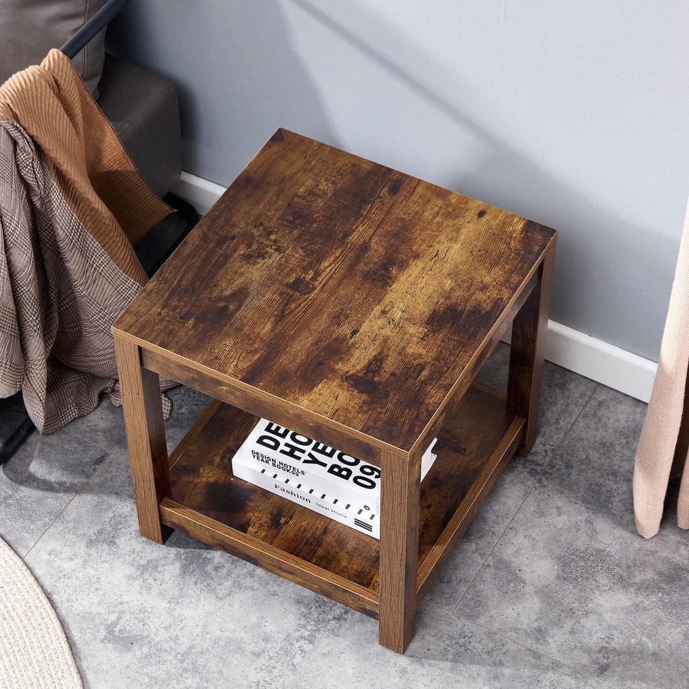 Tileon Rustic Brown Side Table, 2-Tier Small Space End Table, Modern ...
