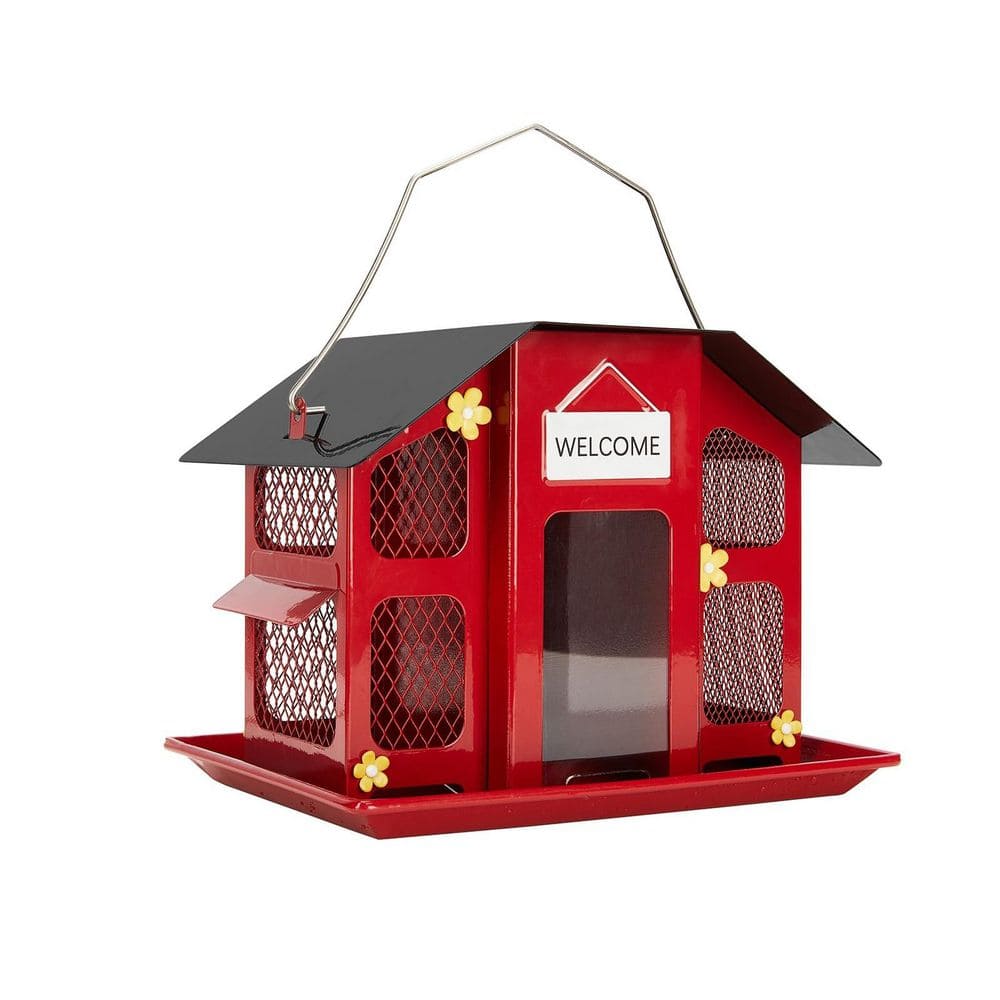 MOEPISY Red Metal Mesh Bird Feeders, Wild Bird Feeder with Weatherproof ...