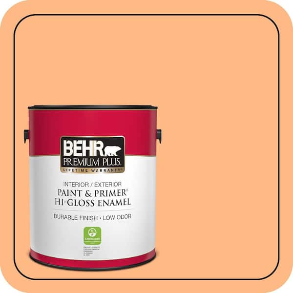 BEHR PREMIUM PLUS 1 gal. #250B-4 Coral Gold Hi-Gloss Enamel Interior ...