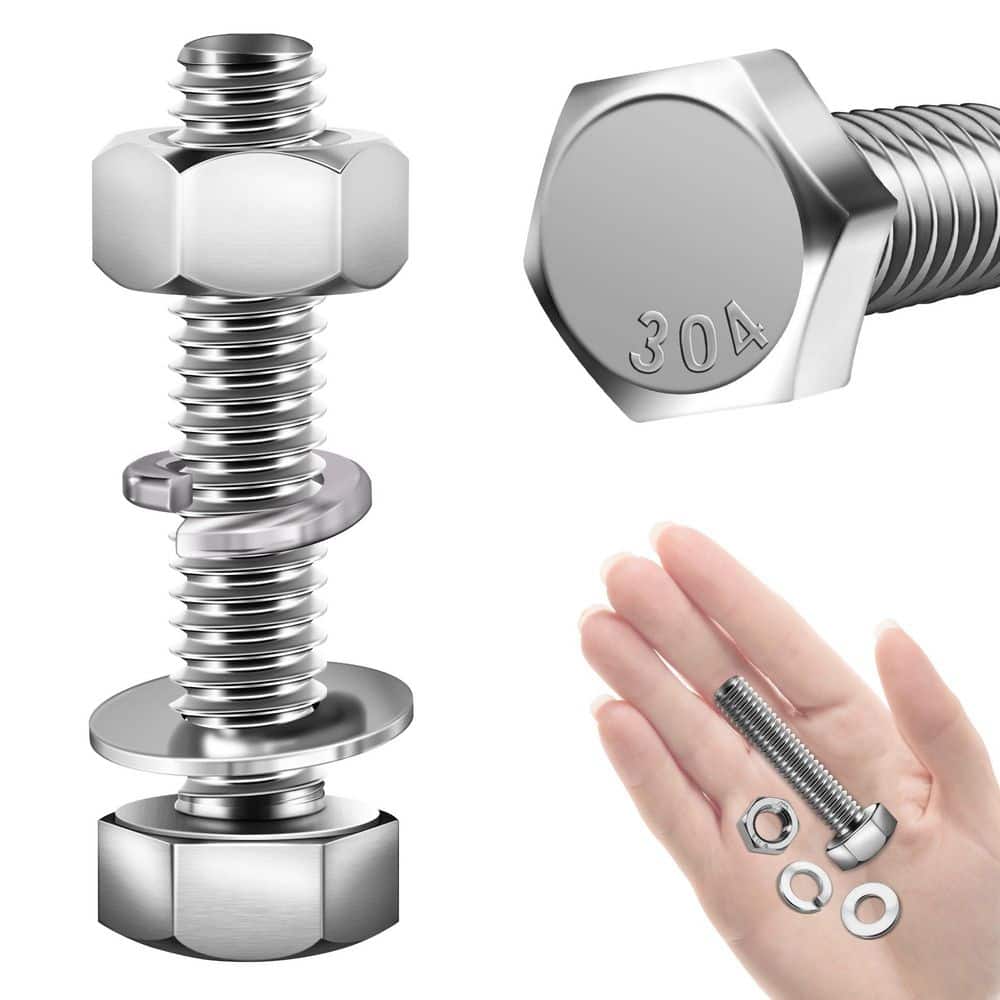 MYWISH 5/16 in. 18 x 1-1/2 in. Stainless Steel Uncoated Hex Bolt with ...