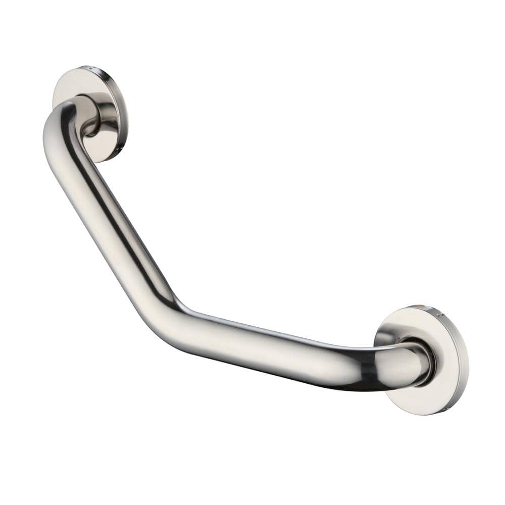 Glacier Bay 8 in. x 8 in. x 1-1/4 in. Angled Grab Bar in Polished ...