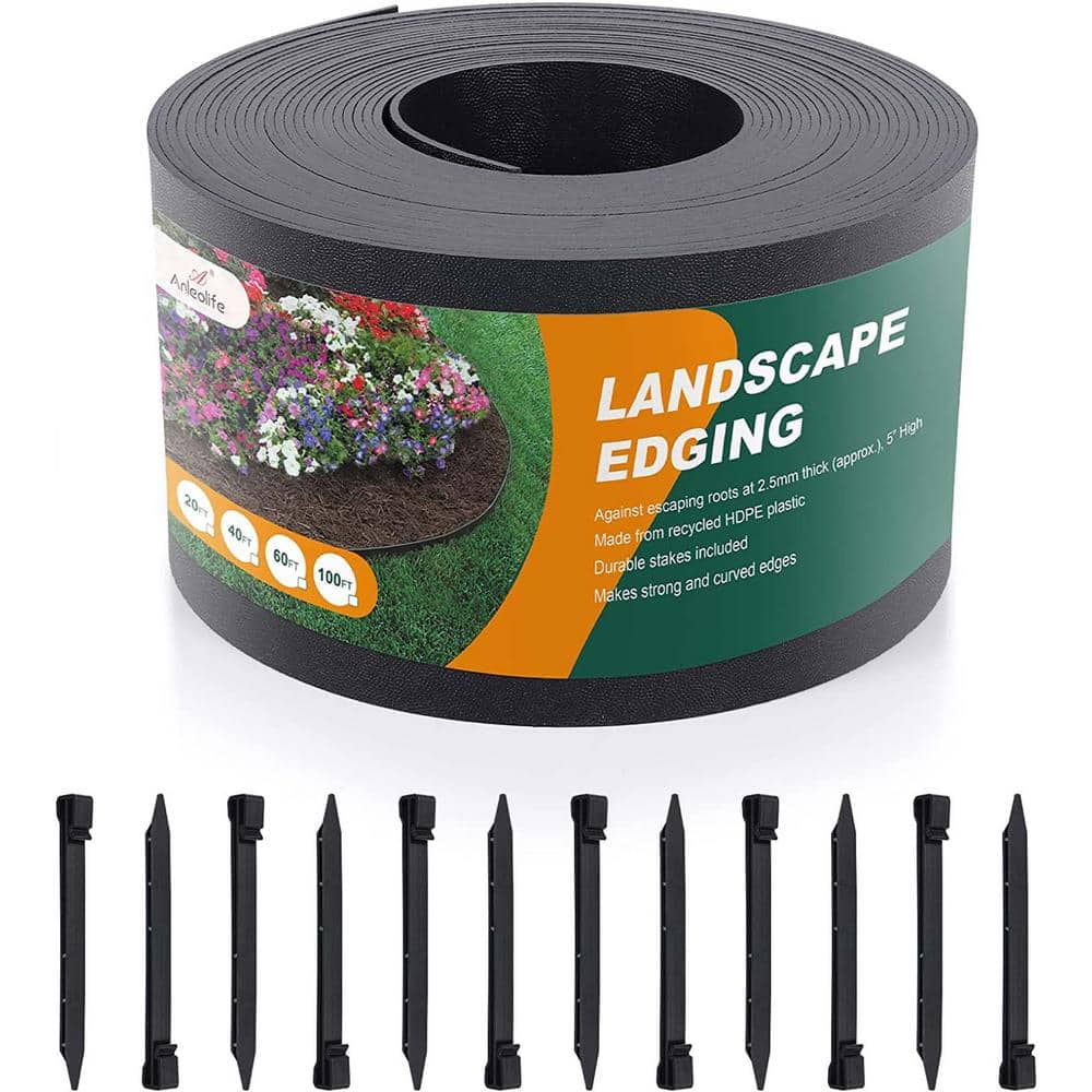 Zeus & Ruta Black Plastic Garden Landscape Edging Flexible and ...