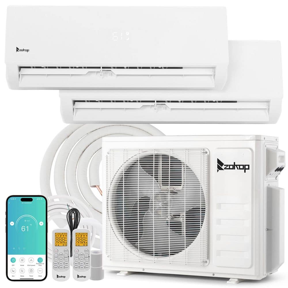 Karl home 23 SEER2 20000 BTU 1.5-Ton 2-Zone WiFi Ductless Mini Split ...