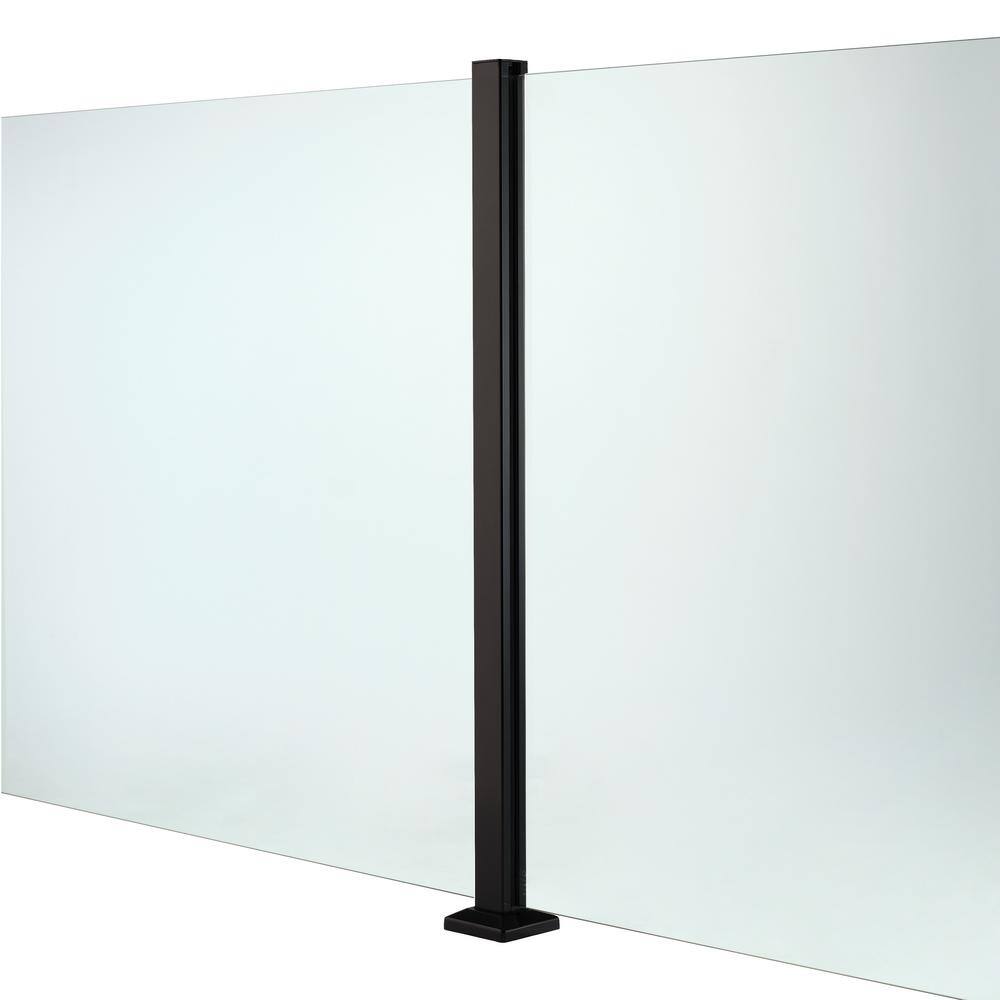 Glass Warehouse Portia 2 in. x 2 in. x 3.44 ft. Black Aluminum 2-Way ...