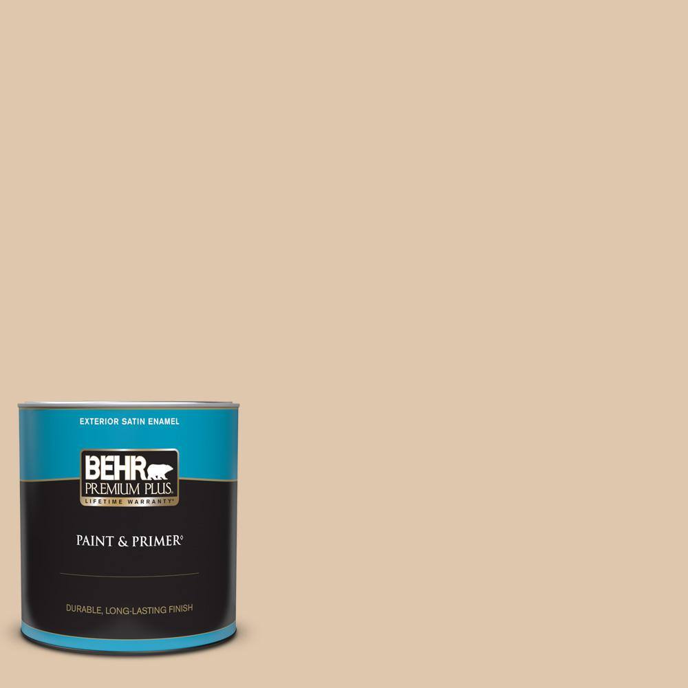 BEHR PREMIUM PLUS 1 qt. #N260-2 Almond Latte Satin Enamel Exterior ...