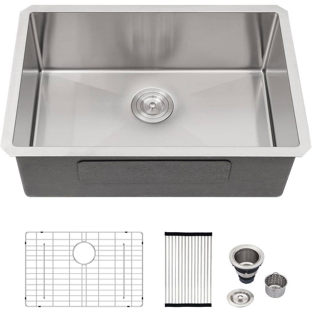 Logmey 30 in. Undermount Sink Single Bowl 16-Gauge Stainless Steel ...