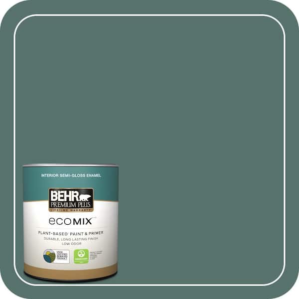 BEHR PREMIUM PLUS 1 qt. #480F-6 Shaded Spruce Semi-Gloss Enamel EcoMix ...