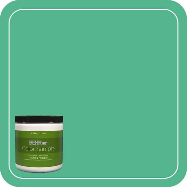 BEHR PREMIUM PLUS 8 oz. #MQ4-16 Aruba Green Semi-Gloss Interior ...