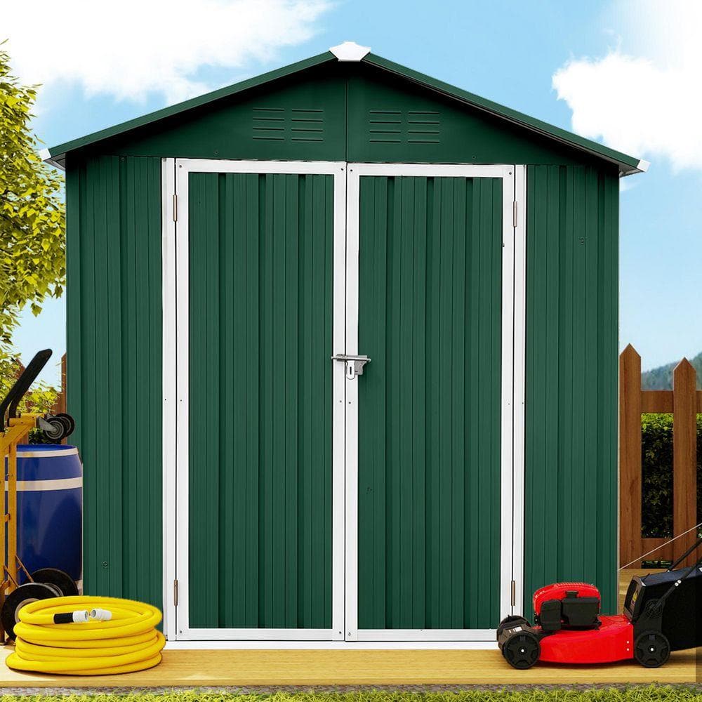 ToolCat 6 ft. D x 4 ft. W Outdoor Storage Metal Apex Shed, Foundation ...