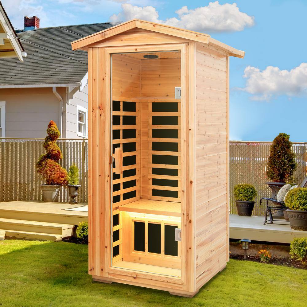 Spygo Moray 1-Person Outdoor Fir Infrared Sauna with 6 Far-Infrared ...