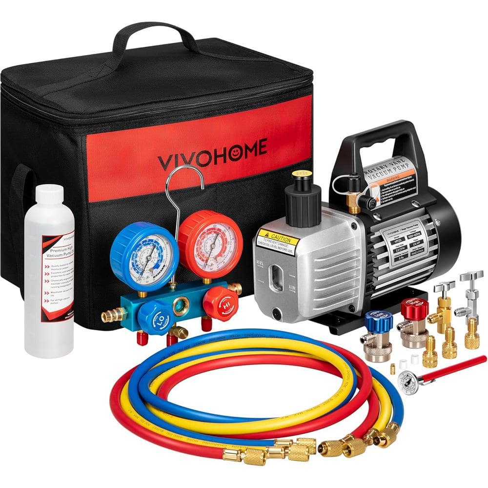 VIVOHOME 3.5 CFM Single Stage Rotary Vane Air Vacuum Pump and R134A AC ...