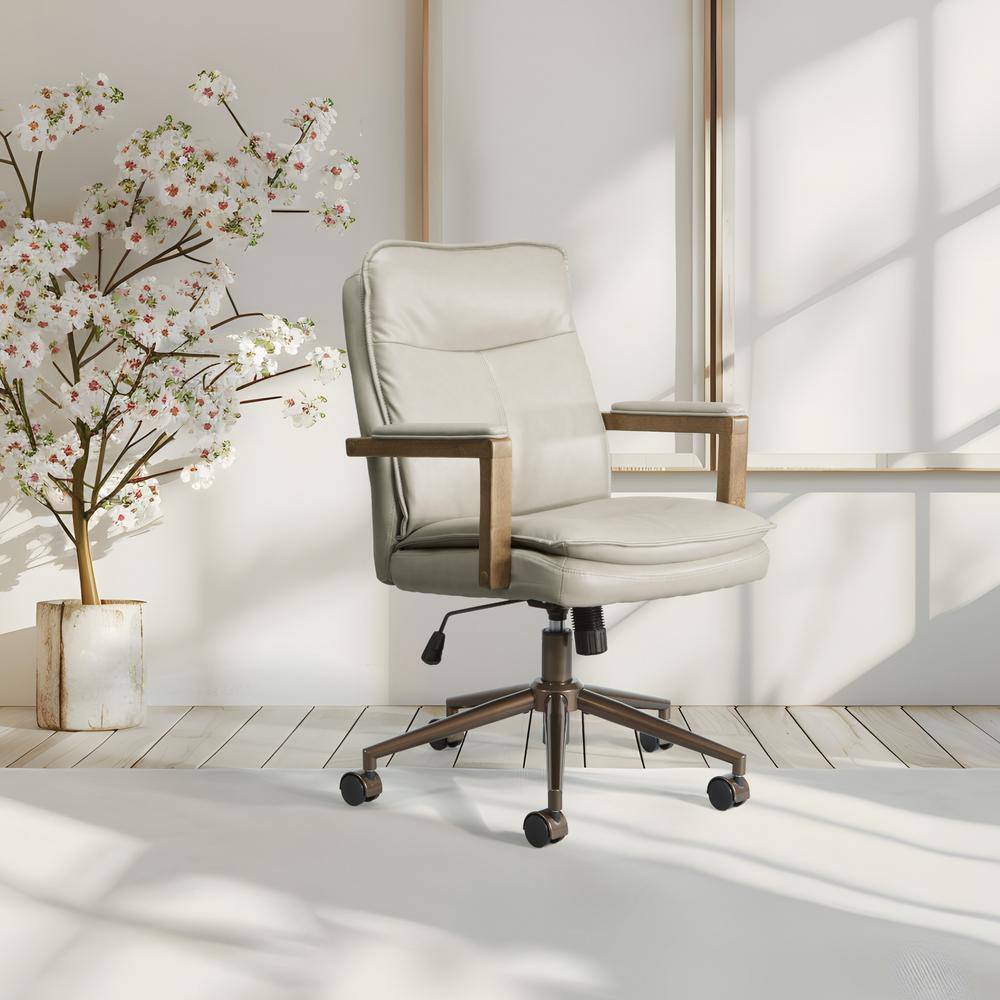 OSP Home Furnishings Woodlands Faux Leather Upholstered Office Chair in ...