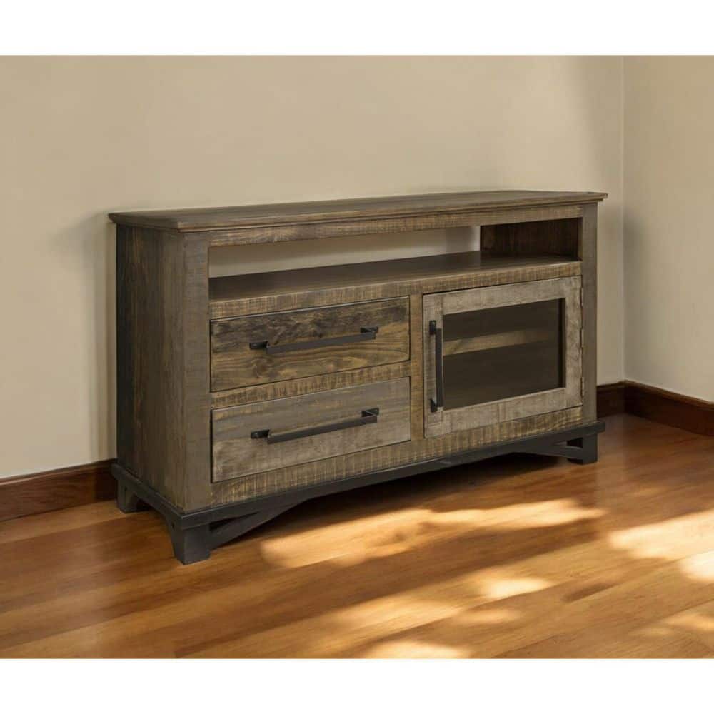 HomeRoots Brown TV Stand Fits TV's up to 50 in. with Shelves, Cabinet ...
