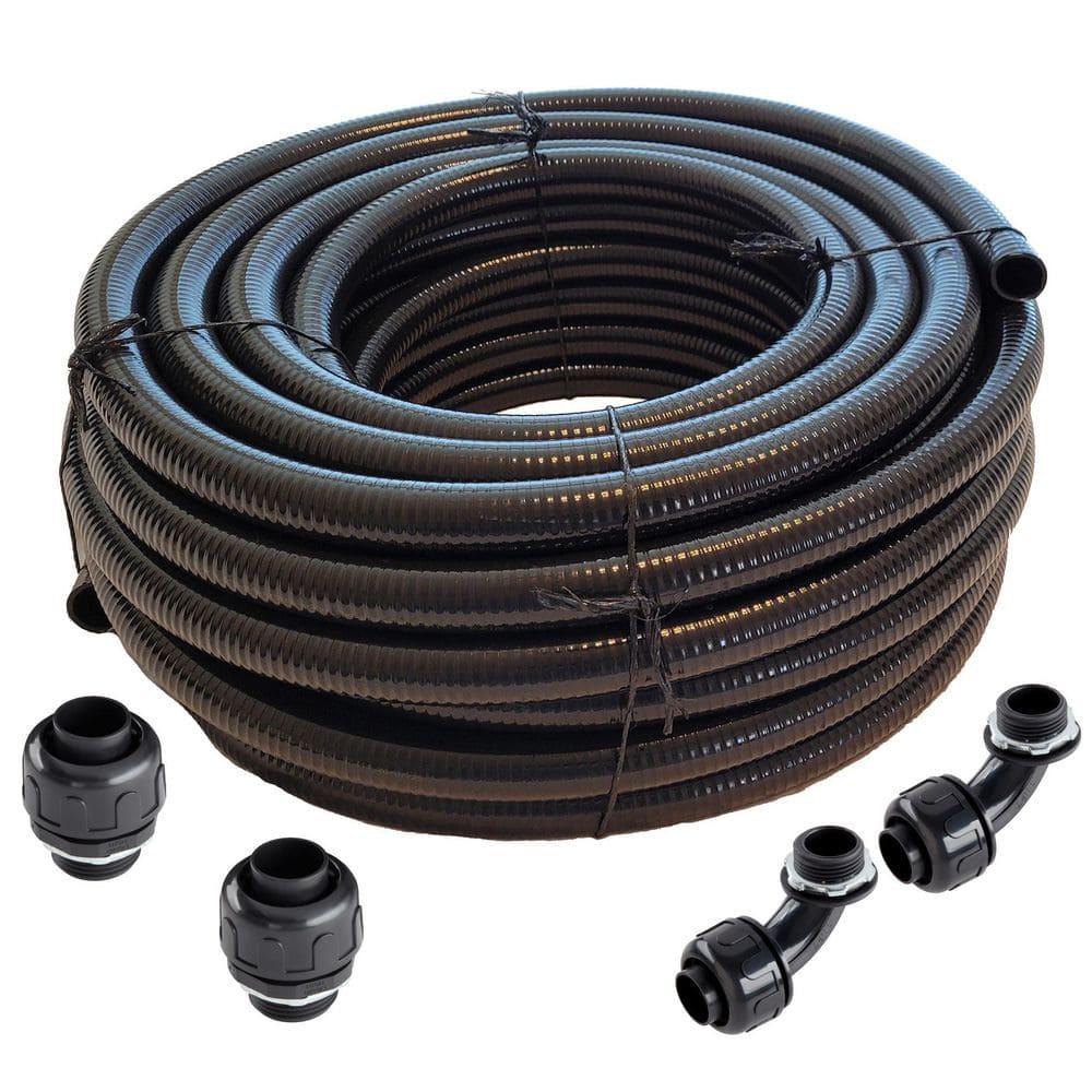 HYDROMAXX 1-1/2 in. x 50 ft. Black Non Metallic Flexible Liquid Tight ...