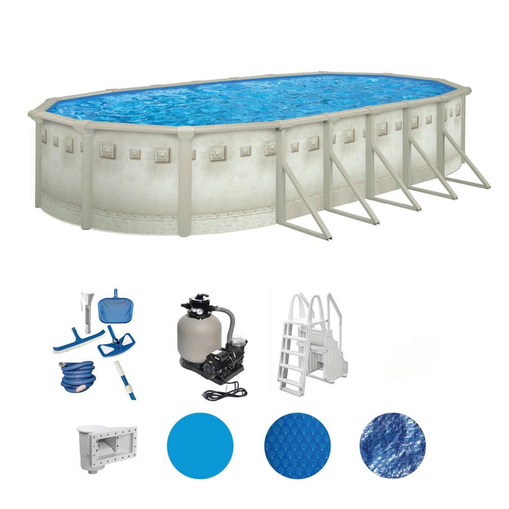 AQUARIAN Palisades 12 ft. x 24 ft. Oval 52 in. Deep Above Ground Hard ...
