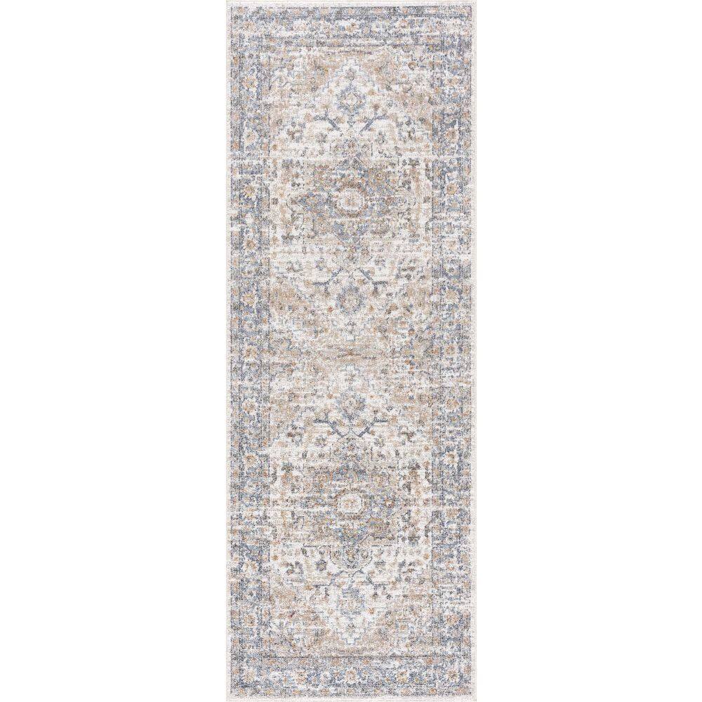 HAUTELOOM Ezri Peach/Off White/Blue 3 ft. x 7 ft. Area Rug SLLIEZRI890 ...