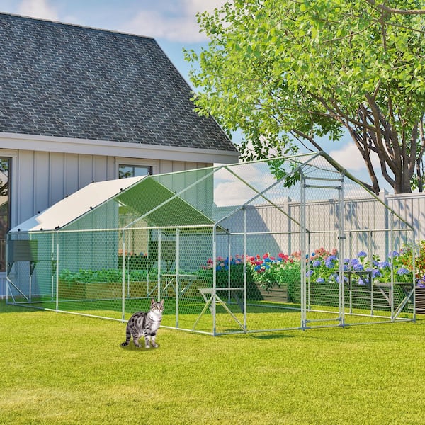 Thanaddo Outdoor Large Metal Walk-in Cat House Cat Catio Cat Run ...