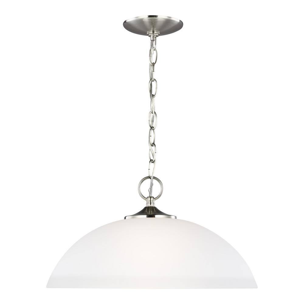 Generation Lighting Geary 1-Light Brushed Nickel Pendant with Satin ...