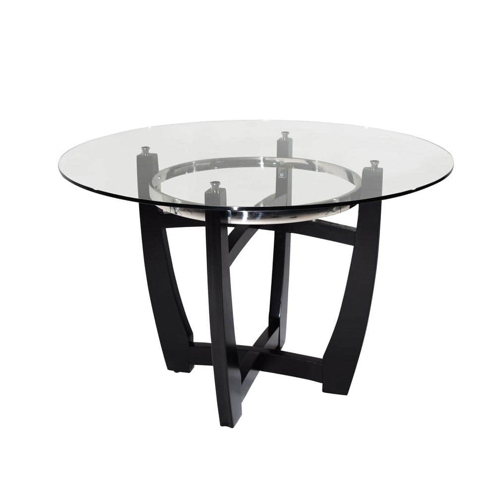48 in. Round Transparent Glass Top Dining Table (Seats 4) LC-952540 ...