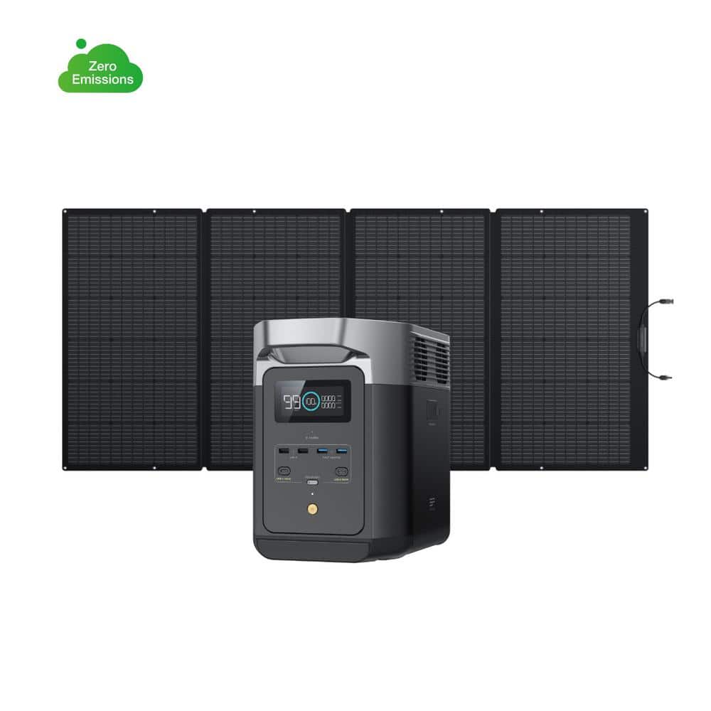EcoFlow 1800W Output/2700W Peak Solar Generator DELTA 2 Push-Button ...