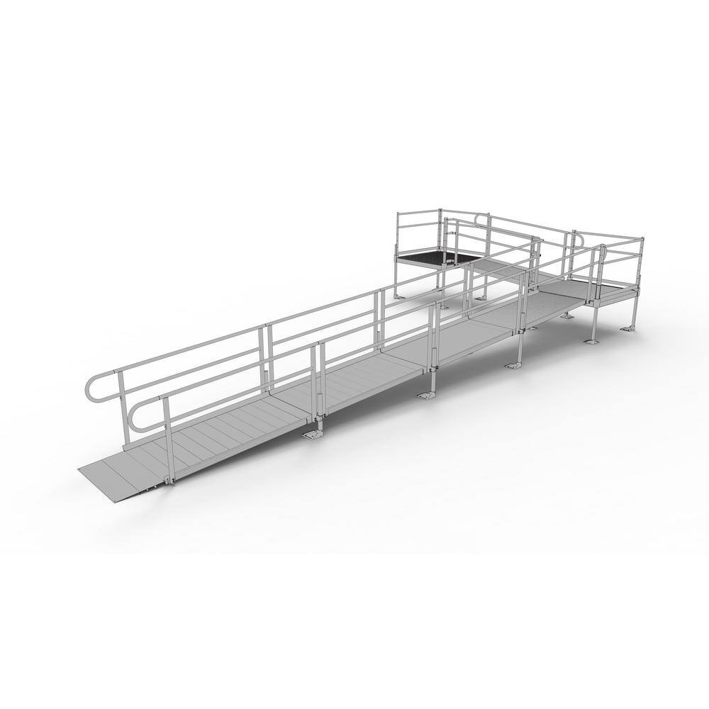 EZ-ACCESS PATHWAY 30 ft. L-Shaped Aluminum Wheelchair Ramp Kit with ...