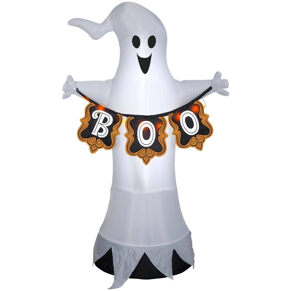 Gemmy 6 ft. Airblown-Ghost with Boo Banner-MD-G-224428 - The Home Depot