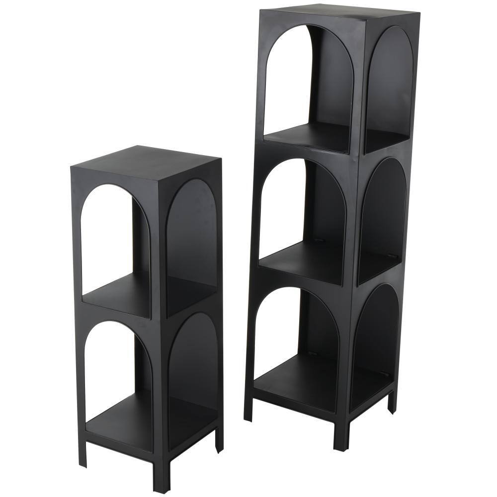 Litton Lane 47 in. Tall Black Iron Stationary Shelving Unit Bookcase ...