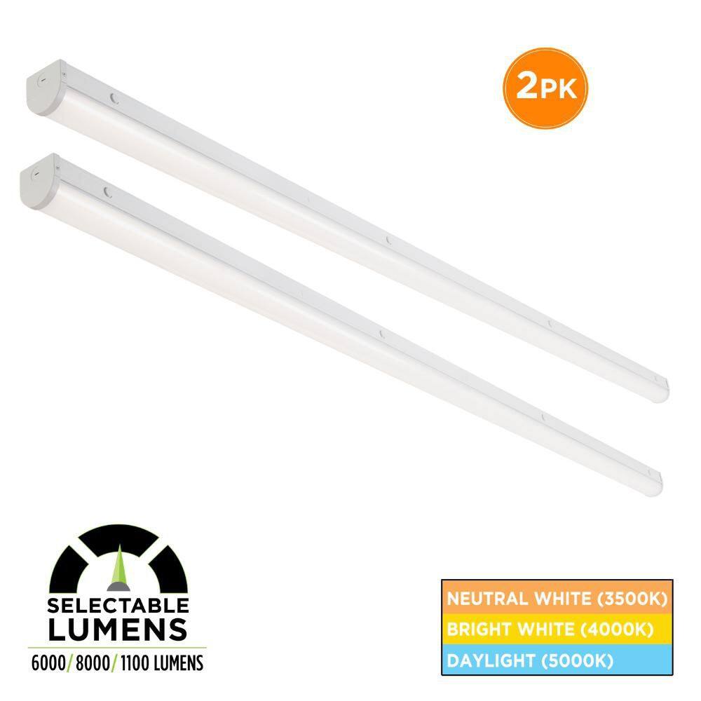 Commercial Electric 2-Pack 8 ft. Commercial Integrated LED White Strip ...