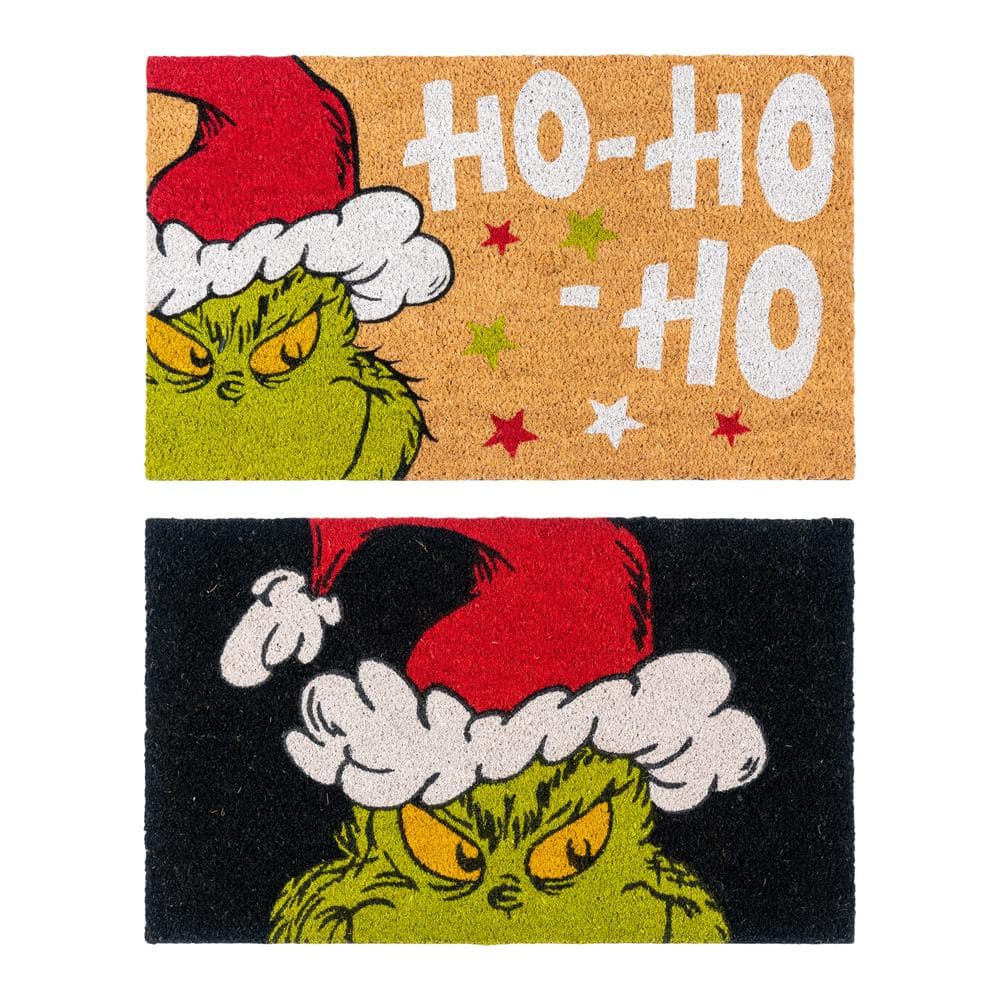 Gertmenian The Grinch Ho-Ho-Ho and Grinch Claus 20 in. x 34 in. Coir ...