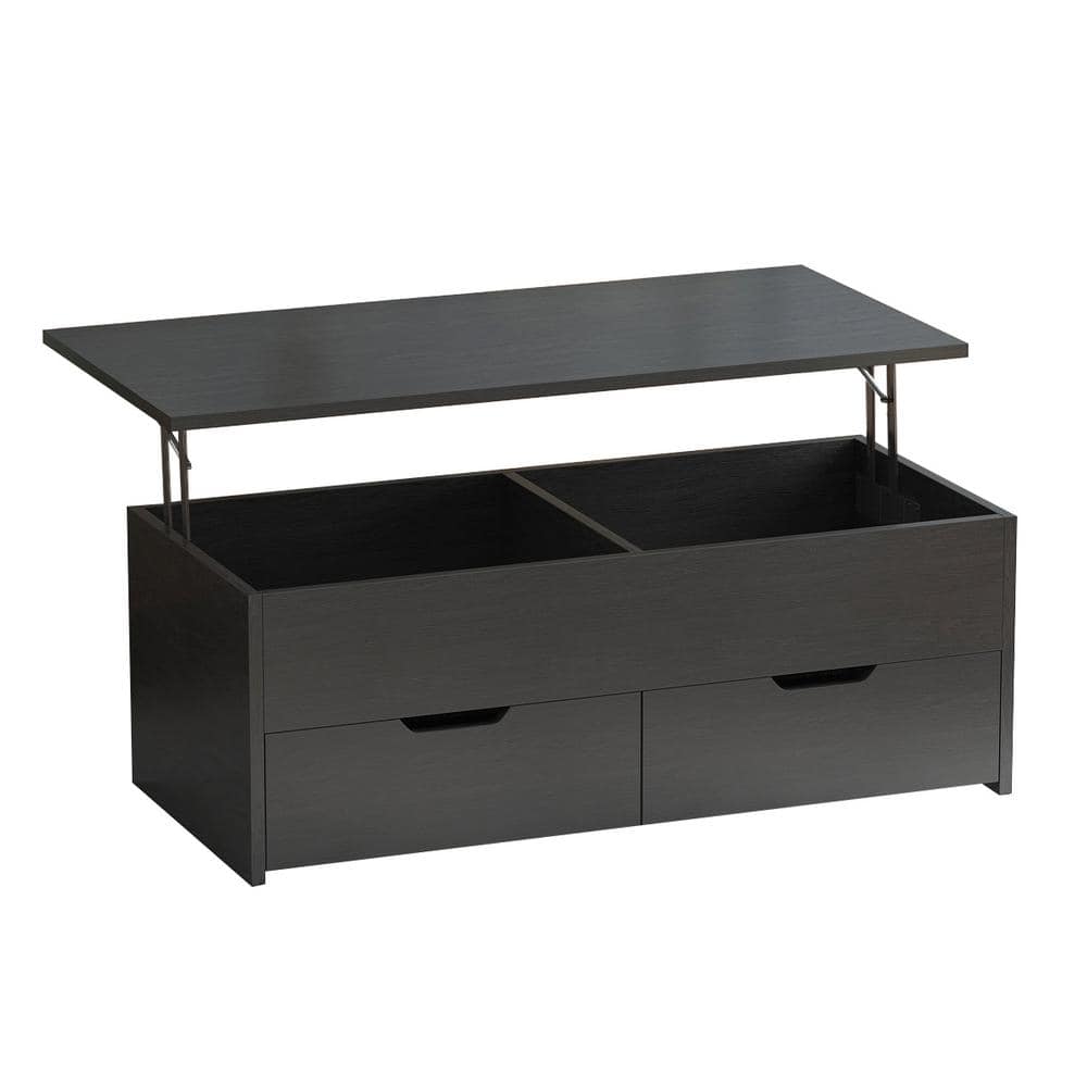 FUFU&GAGA 45.3 in. Black Lift Top Coffee Table with Hidden Storage ...
