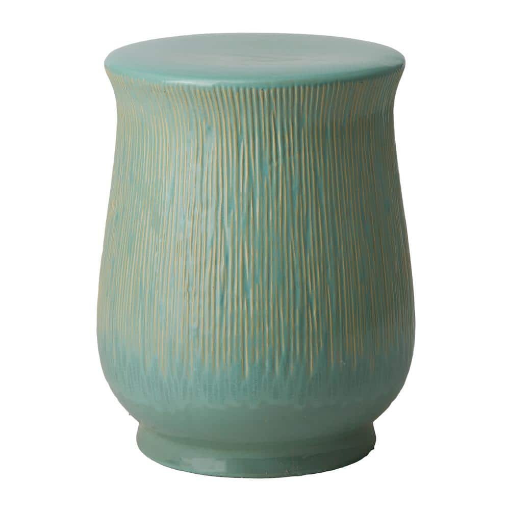 Emissary 18 in. H Teal Round Ceramic Garden Stool 45091TL - The Home Depot