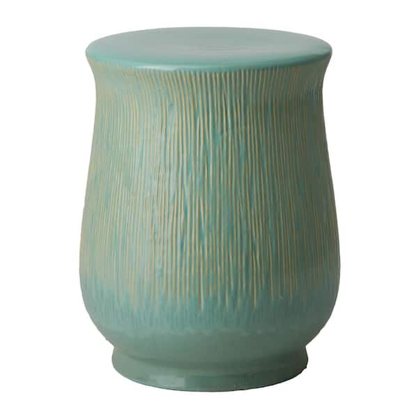 Emissary 18 in. H Teal Round Ceramic Garden Stool 45091TL - The Home Depot