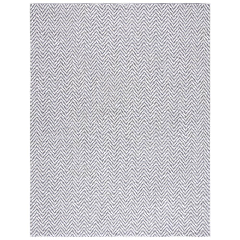 SAFAVIEH Martha Stewart Blue/Cream 9 ft. x 12 ft. Border Chevron Indoor ...