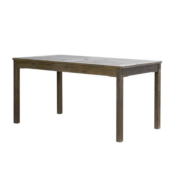 FORCLOVER Grey-washed Rectangular Farmhouse Wood Outdoor Patio Dining ...