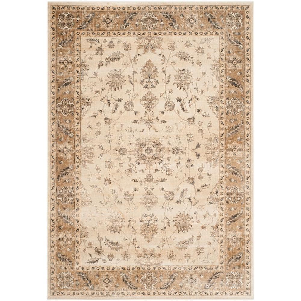 SAFAVIEH Vintage Stone/Caramel 7 ft. x 9 ft. Border Area Rug VTG168 ...