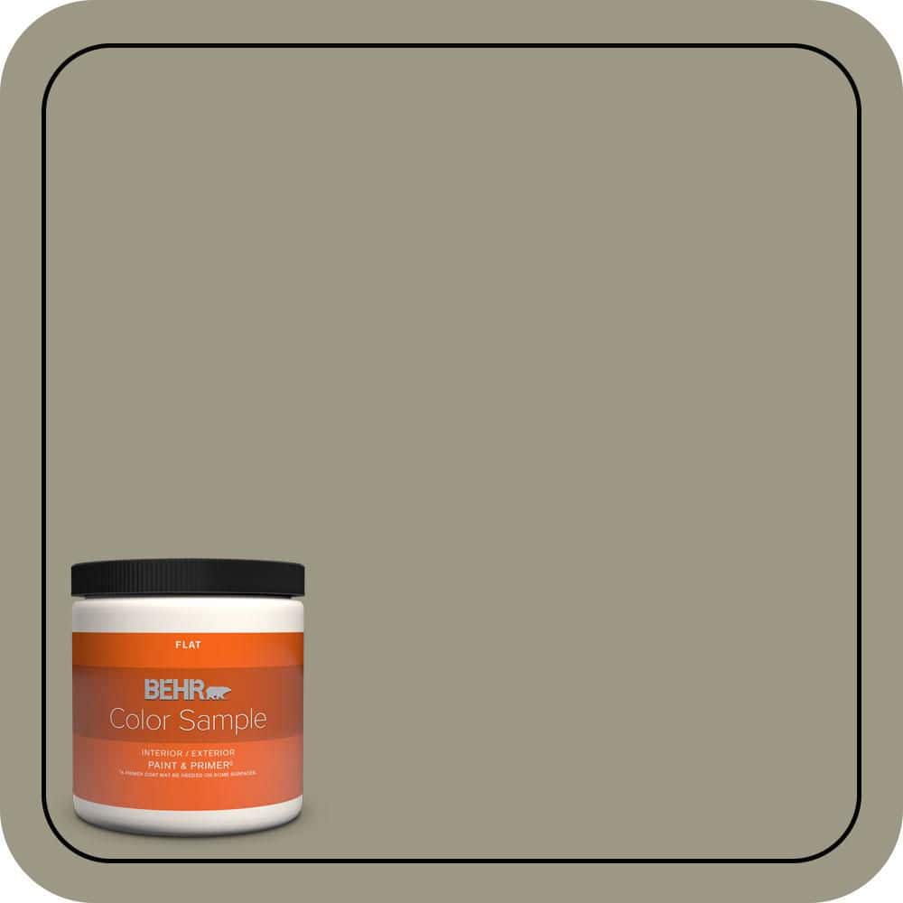 BEHR PREMIUM PLUS 8 oz. #PPU8-20 Dusty Olive Flat Interior/Exterior ...