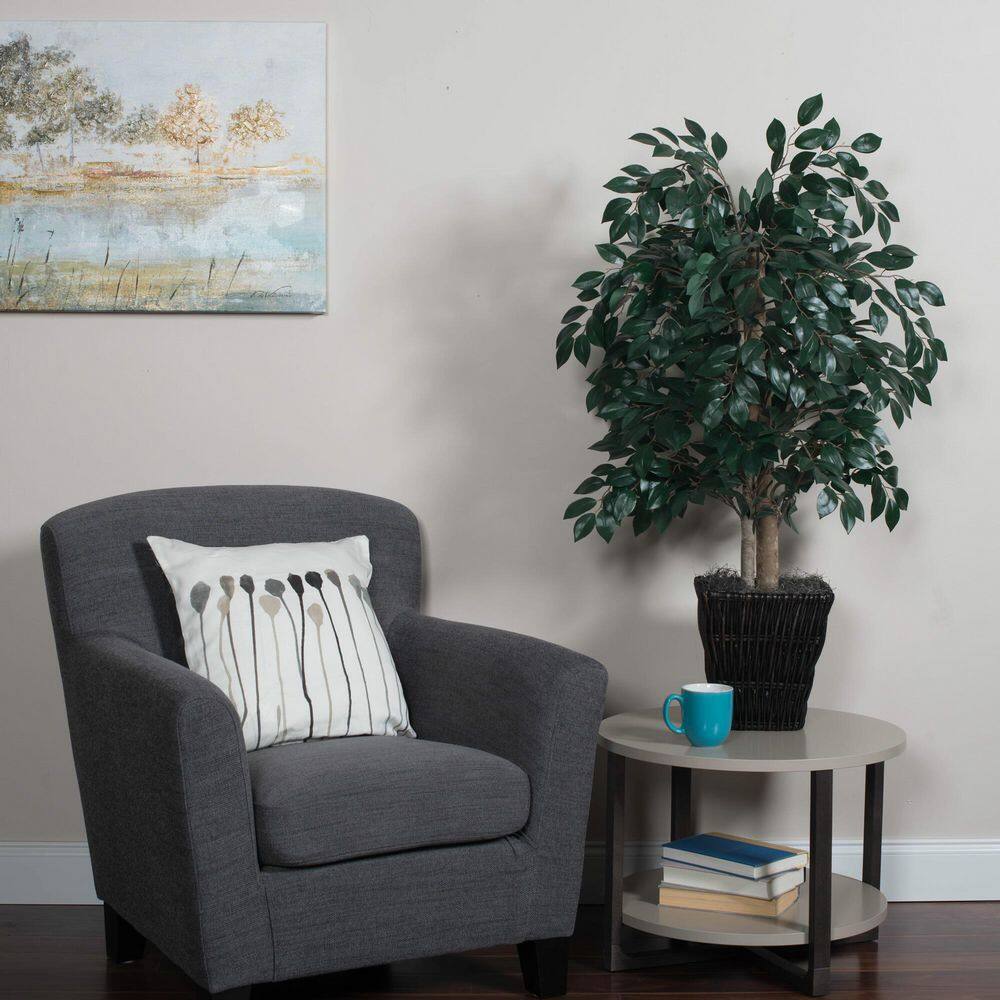 Vickerman 4 ft. Green Artificial Sakaki Leaf Tree in Basket TBU0740 ...