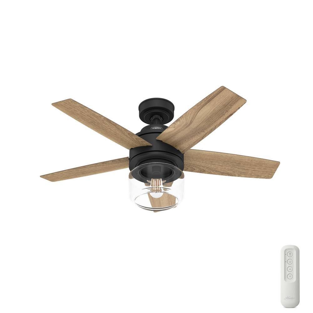 Hunter Margo 44 in. Indoor Matte Black Ceiling Fan with Light Kit and ...