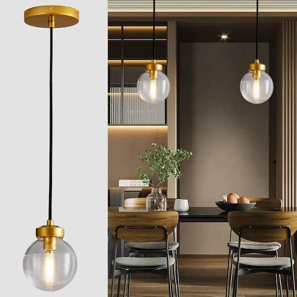 YUYI 1-Light Gold Globe Pendant Light, Farmhouse Pendant Lighting ...