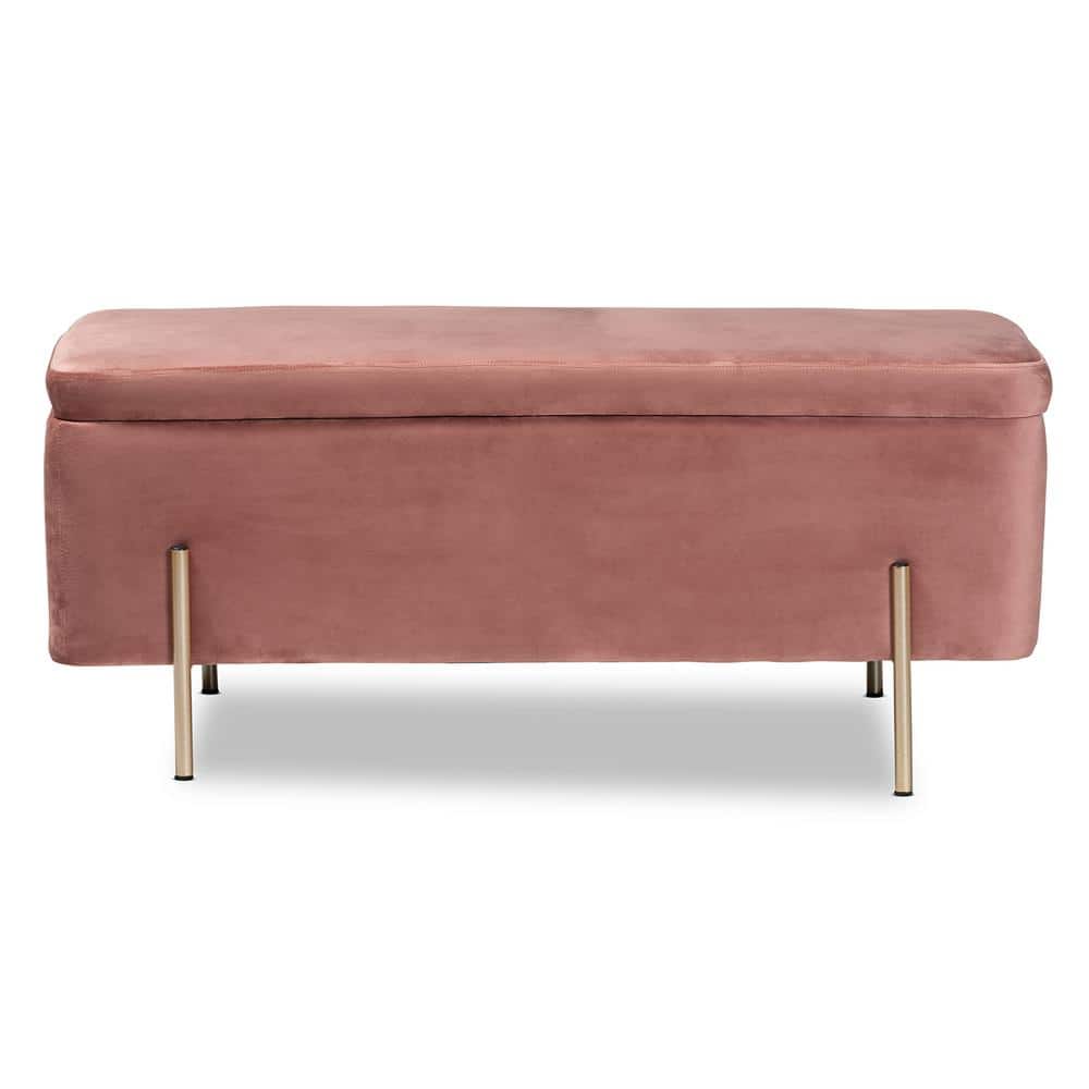 Baxton Studio Rockwell Pink Storage Bench (17.7 in. H x 43.3 in. W x 15 ...