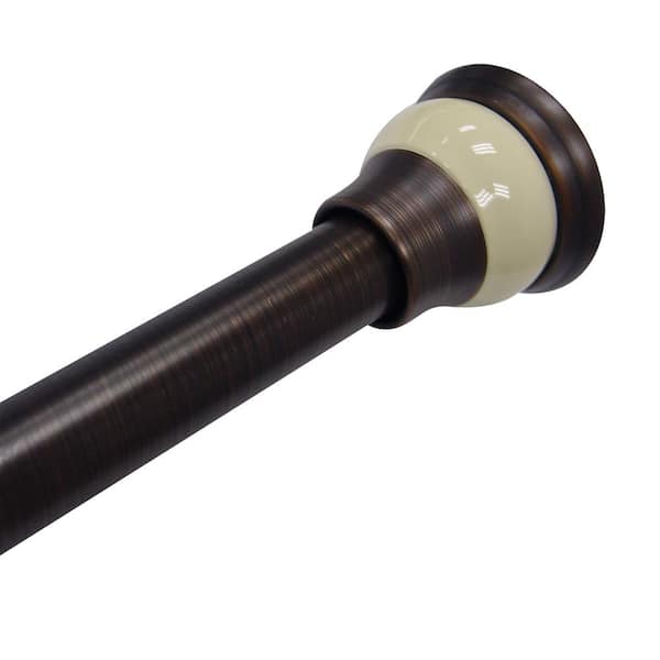 Elegant Home Fashions 43 in. Metal Finial Shower Rod with Rubbed Bronze ...