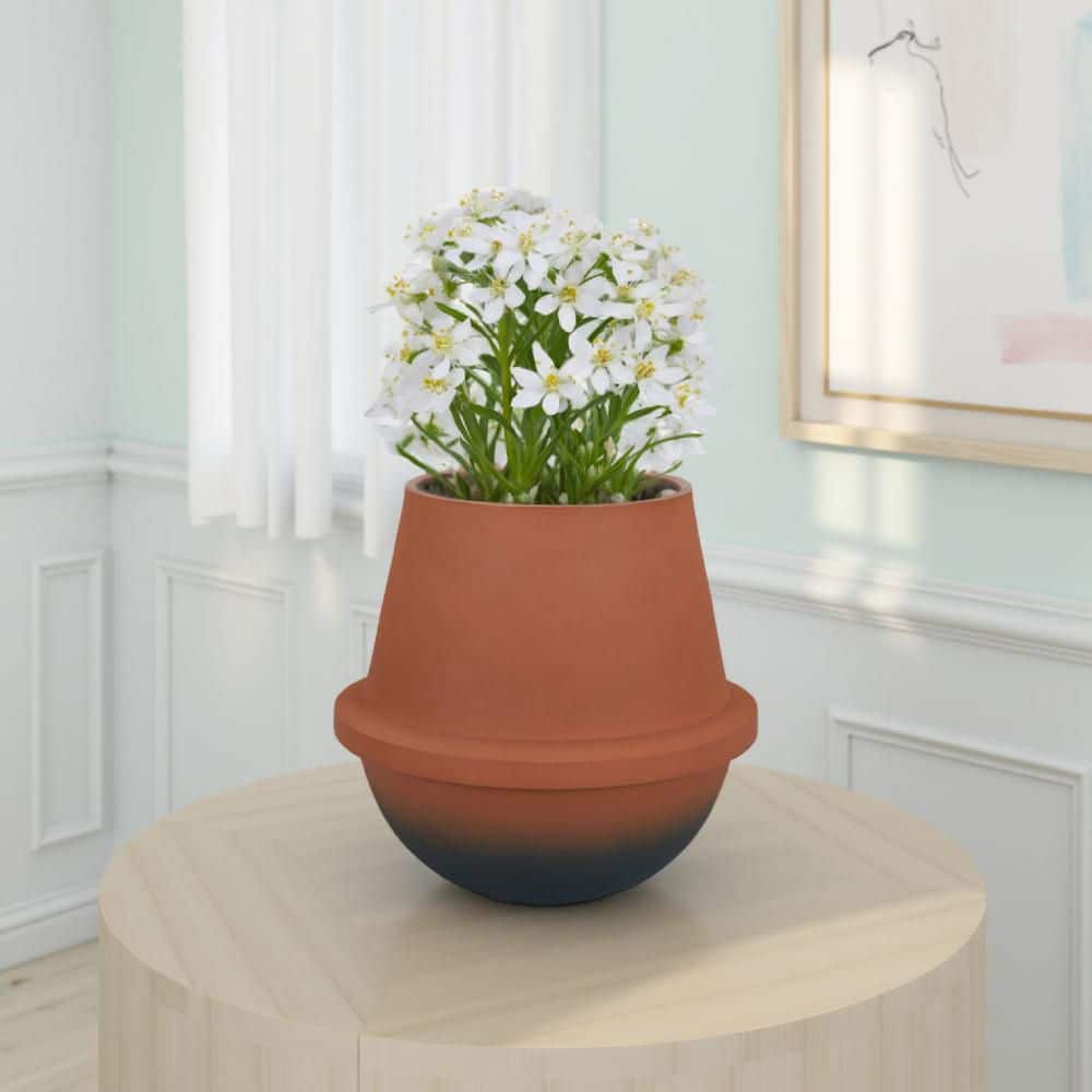 Benjara Modern 9.5 in. Orange Ceramic Round Decorative Flower Vase BM330971 - The Home Depot