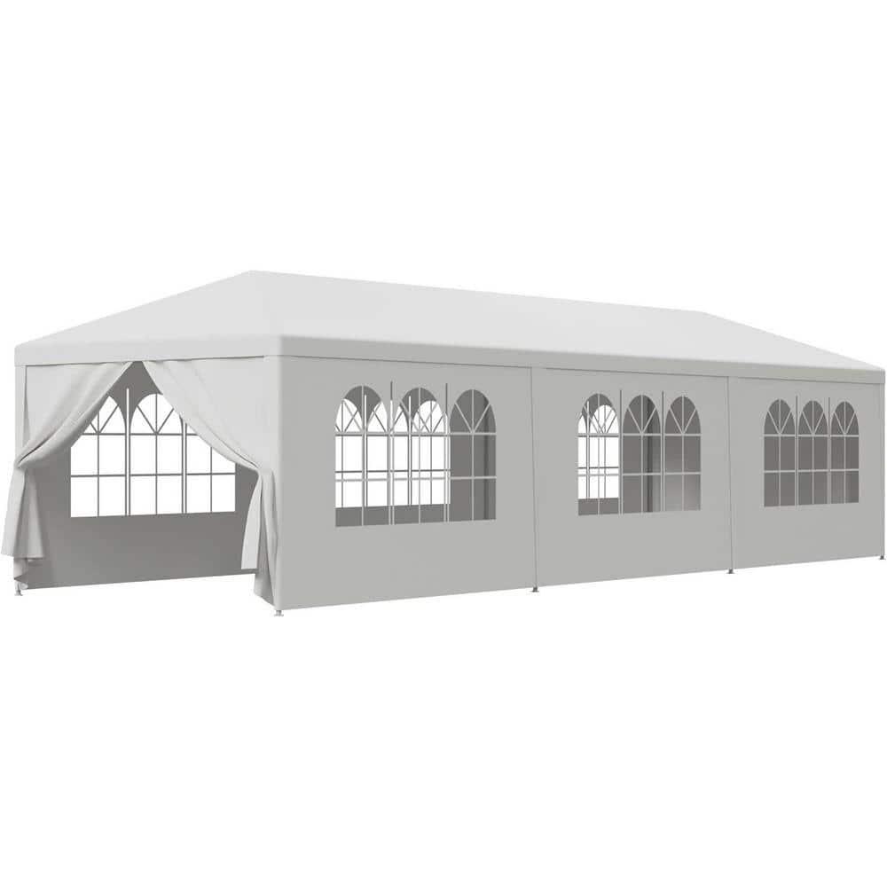 Tileon 10 ft. x 30 ft. White Outdoor Wedding Party Tent, Garden Gazebo ...