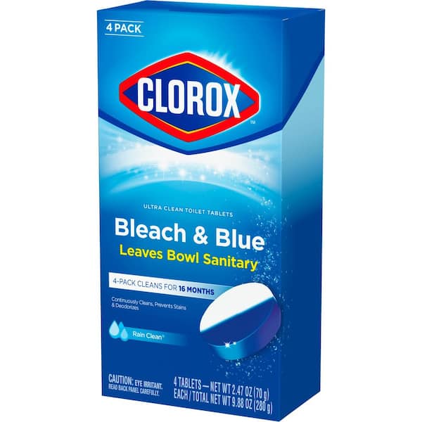 Clorox 2.47 oz. Rain Clean Scent Ultra Clean Automatic Toilet Bowl Cleaner Tablets Bleach and Blue 4 Count 4460030991 The Home Depot