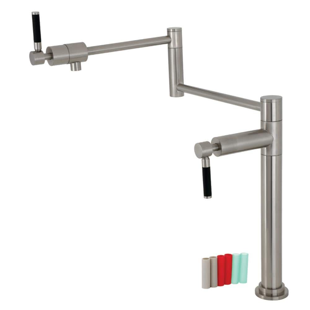 Kingston Brass Kaiser Deck Mount Pot Filler Faucet in Brushed Nickel ...